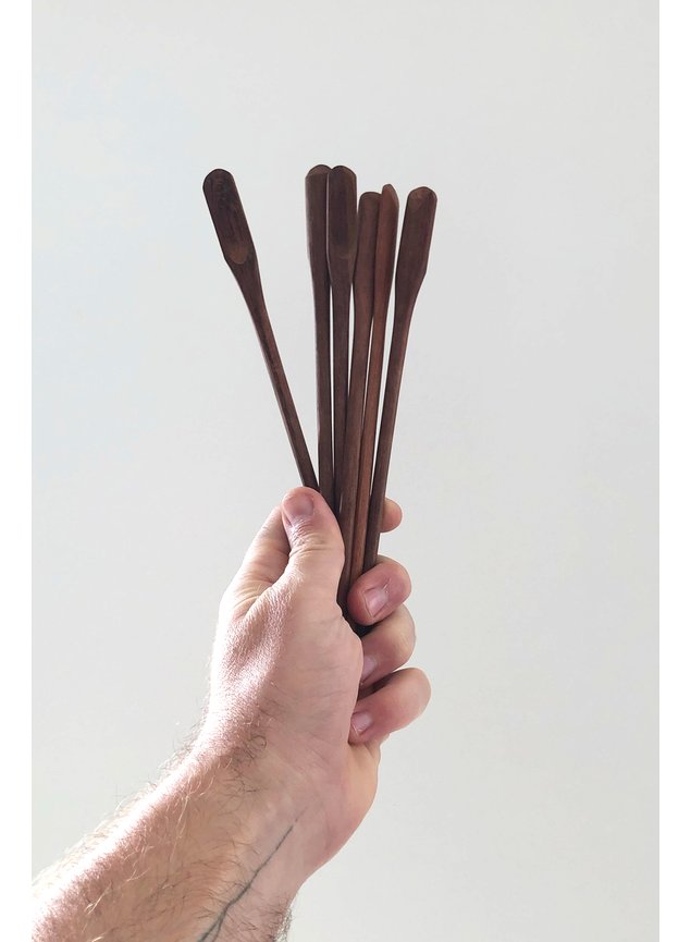 Par de Colher de Madeira para Drink